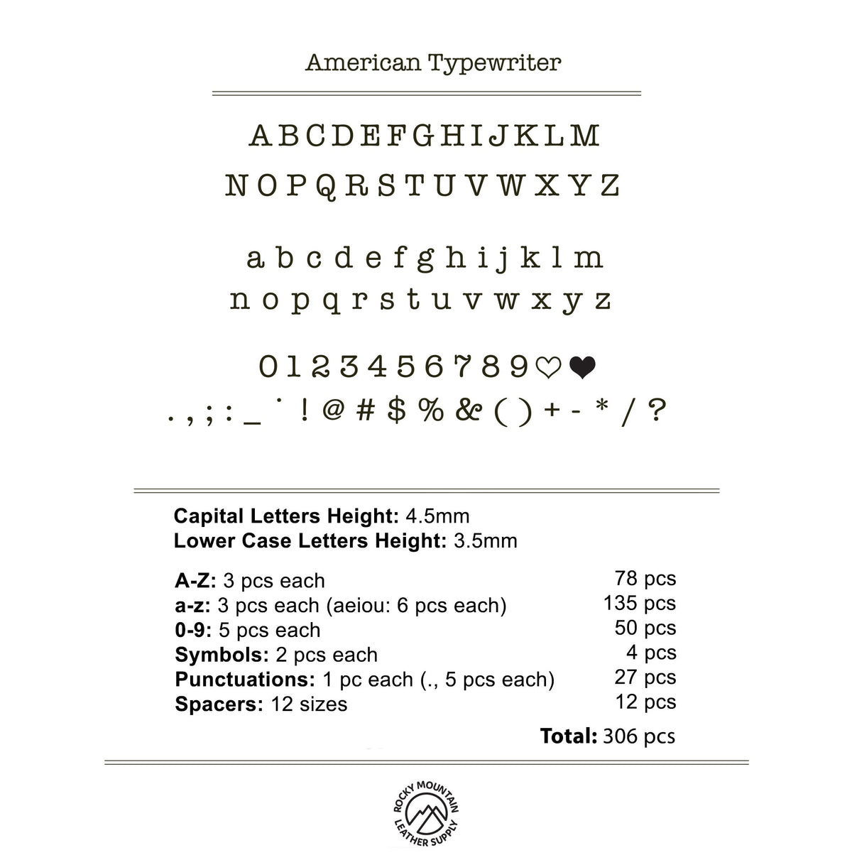 Brass Alphabet & Number Stamp Font Set (306 Pcs) – Rocky Mountain ...