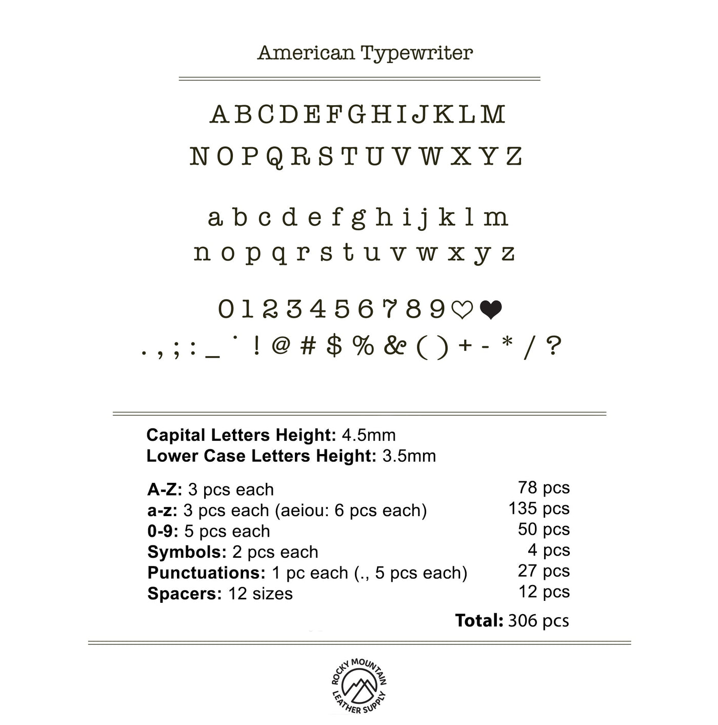 Brass Alphabet & Number Stamp Font Set (306 Pcs) – Rocky Mountain ...