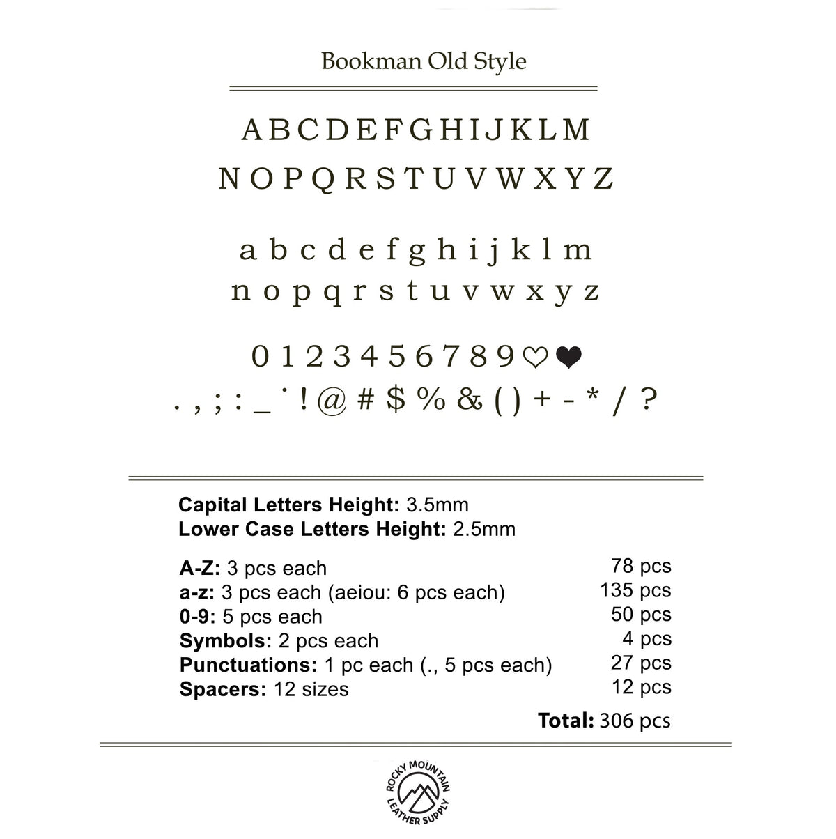 Brass Alphabet & Number Stamp Font Set (306 Pcs) – Rocky Mountain ...