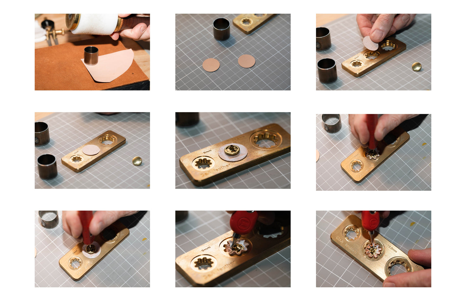 Leather Snap Cover Jig + Round Punches (4 Snap Sizes)